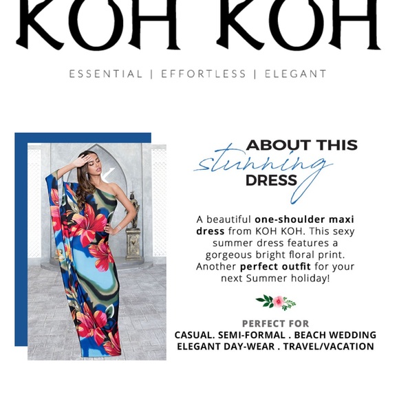 Koh Koh | Dresses | Koh Koh Long One Shoulder Hawaiian Flower Print ...